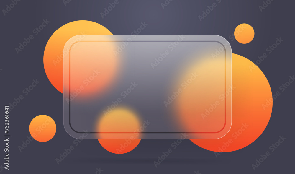 Rectangular plank glass morphism style on dark background. Dark ...