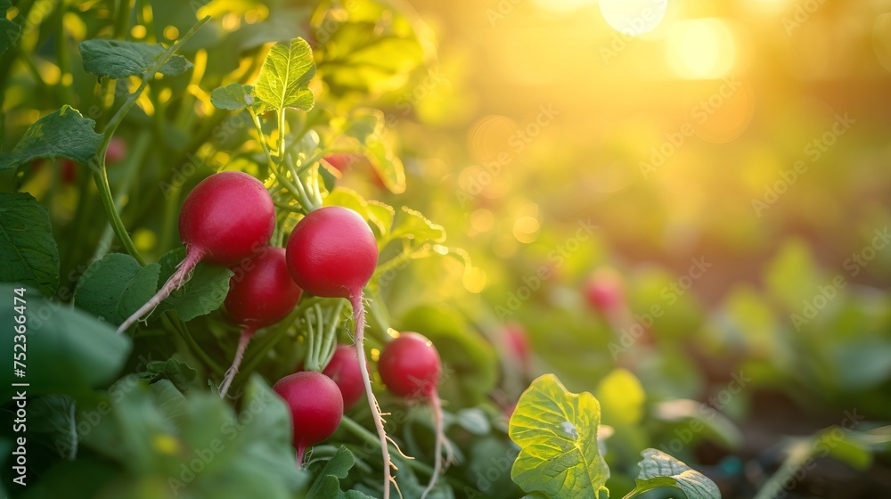 Growing radish harvest and producing vegetables cultivation. Concept of ...