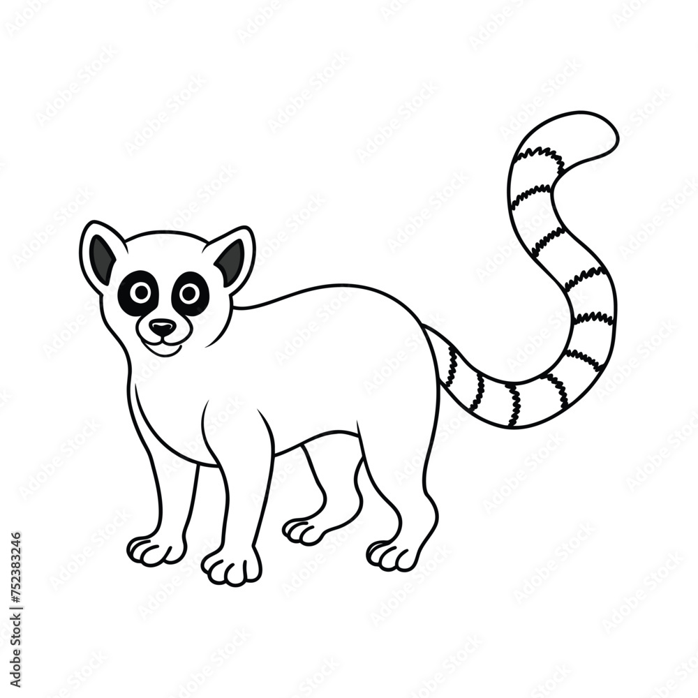 Lemur illustration coloring page for kids Stock Vector | Adobe Stock