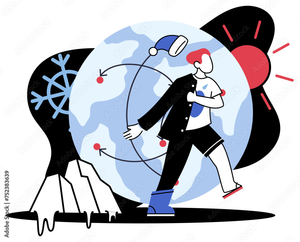 Climate warming vector illustration. Global warming, relentless ...