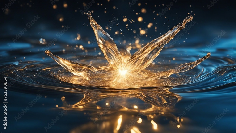 splash in the dark _A splash of water in the shape of a star ...