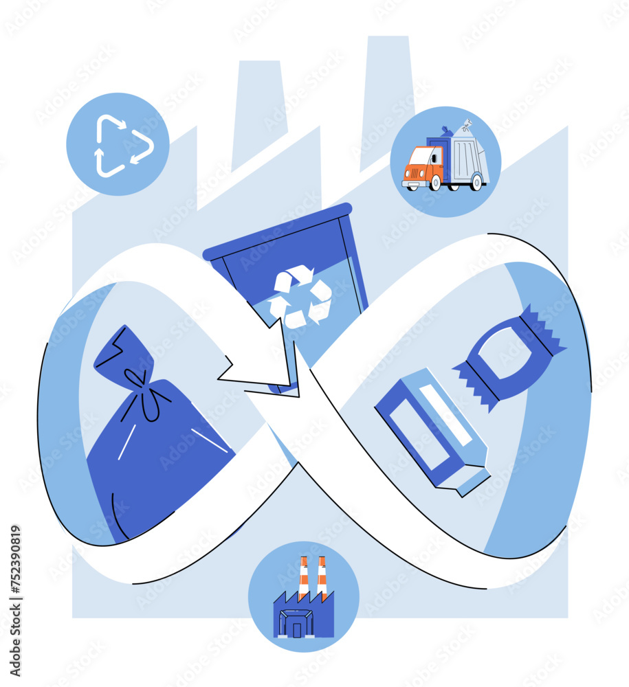 Waste management. Vector illustration. Sorting and separating ... Waste management. Vector illustration. Sorting and separating ...