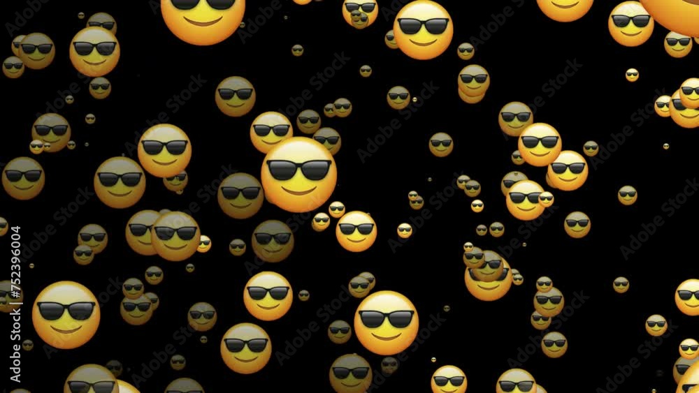Smart face emoticon rainfall animation. social media emoji for editing ...