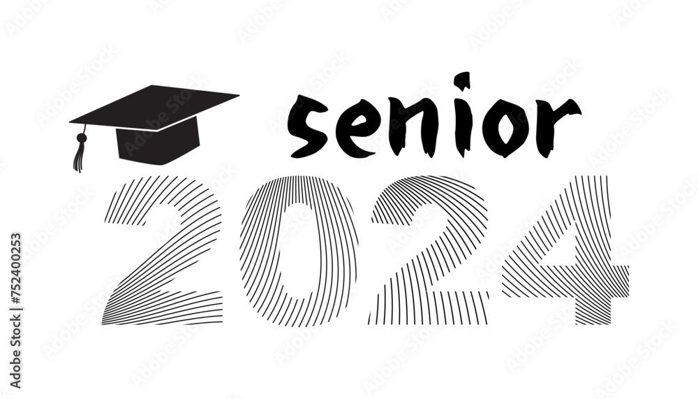 Vetor de Senior 2024 with Graduation Cap and Graduate Year, vector ...
