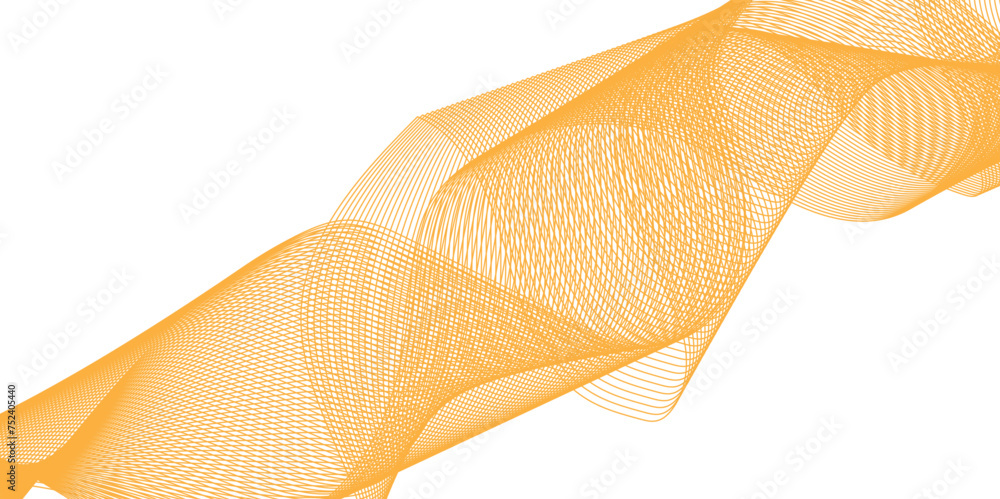 Abstract smooth yellow color lines element swoosh speed wave on white ...