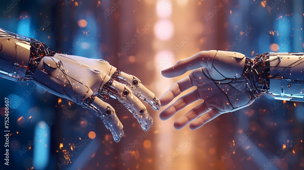 Artificial intelligence 3D robot programming computer interface AI chatbot futuristic cyber ...