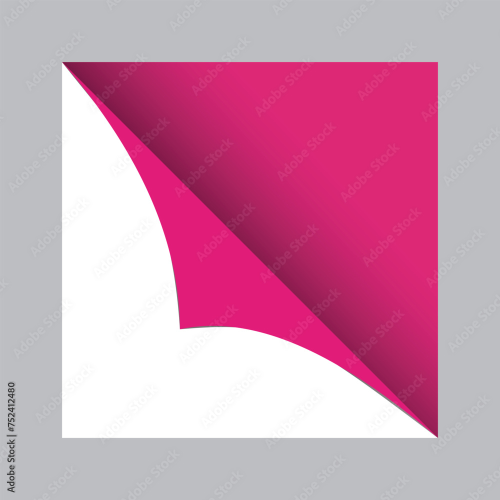 Curled paper corners. Curve page corner, pages edge curl and bent ...