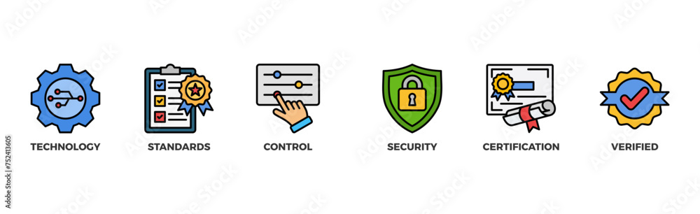 ISO27001 banner web icon illustration concept for information security ...