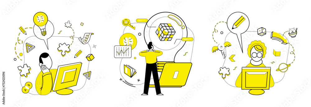 Logica vector illustration. Intellectual thinking and knowledge are ...