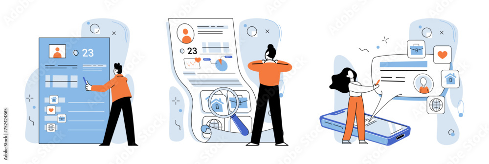 Personal profile. Vector illustration. Personal profiles are integral ...