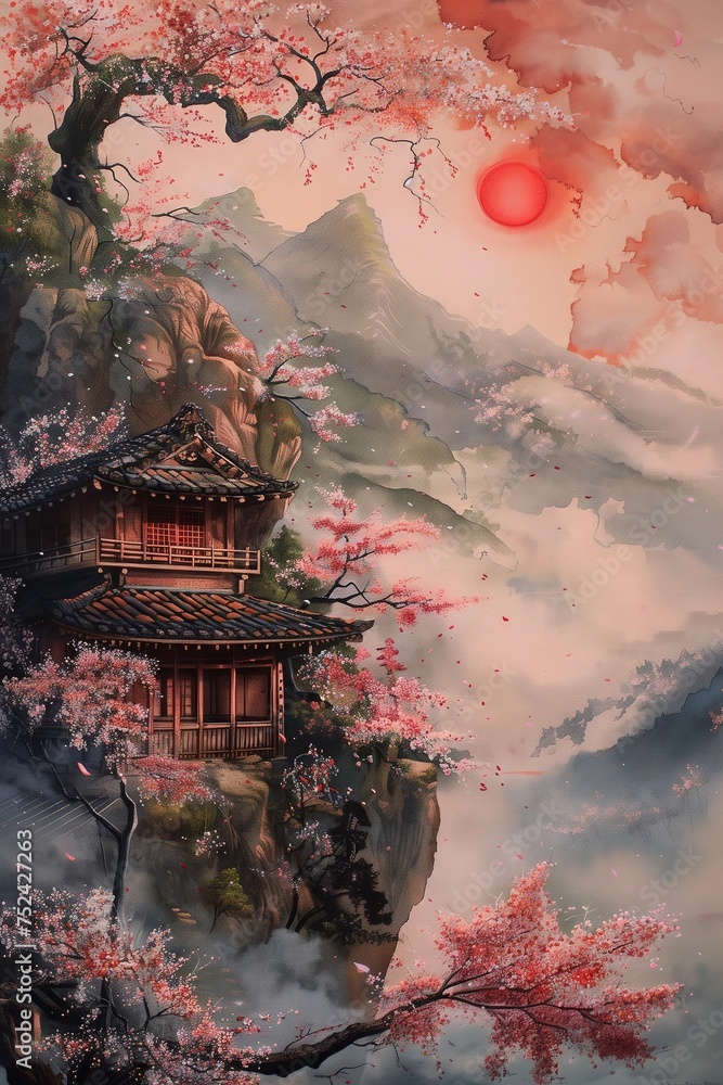 Canvas Reverie: Japanese Cherry Blossoms in Traditional Painting ...