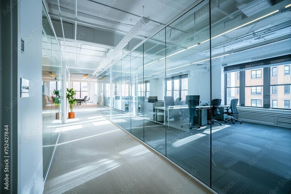 Contemporary office design featuring glass partitions for a bright and ...