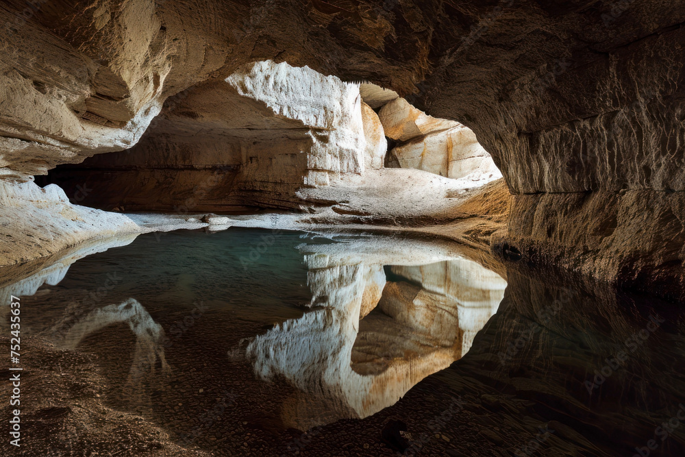 A Hidden Subterranean Paradise: A cavern with an underground water ...