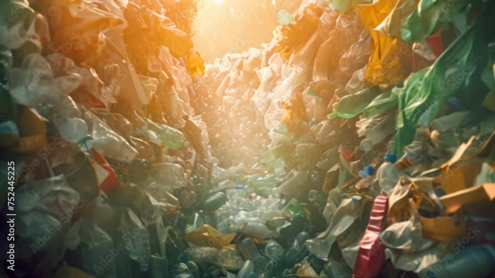 Recycle garbage, plastic bags, plastic bottles, plastic glasses, glass ...