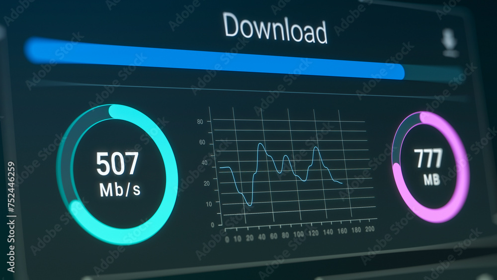Net speed concept, fast data download, internet speed test, transfer ...