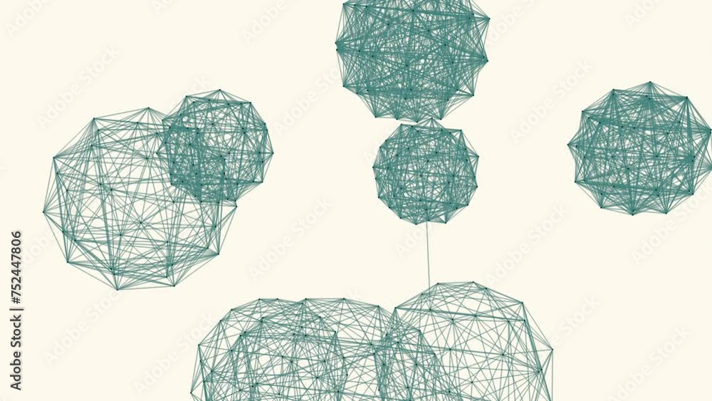 A 3D representation of a complex network with interconnected nodes ...