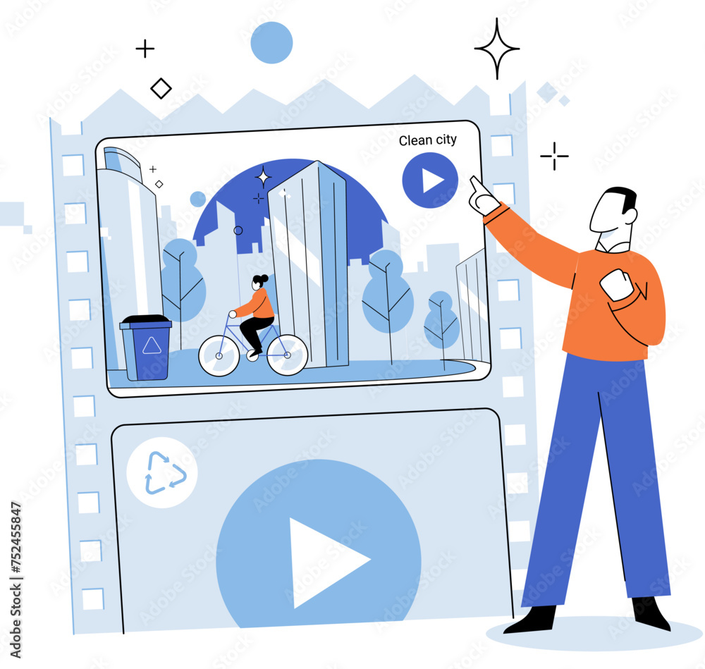 Clean city. Vector illustration. A clean city embraces environmentally ...