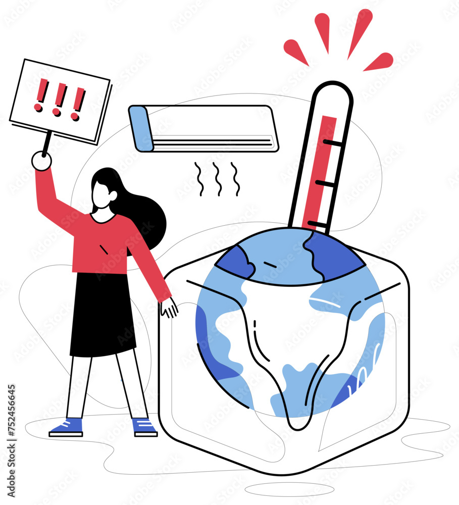 Hot climate vector illustration. Ecosystems worldwide face challenge ...