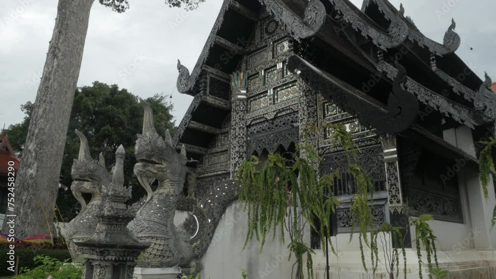 view inside the Minor Hall inside Chedi Luang temple with beautiful ...