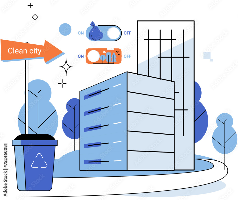 Clean city. Vector illustration. Inmetaphorical garden of clean city ...