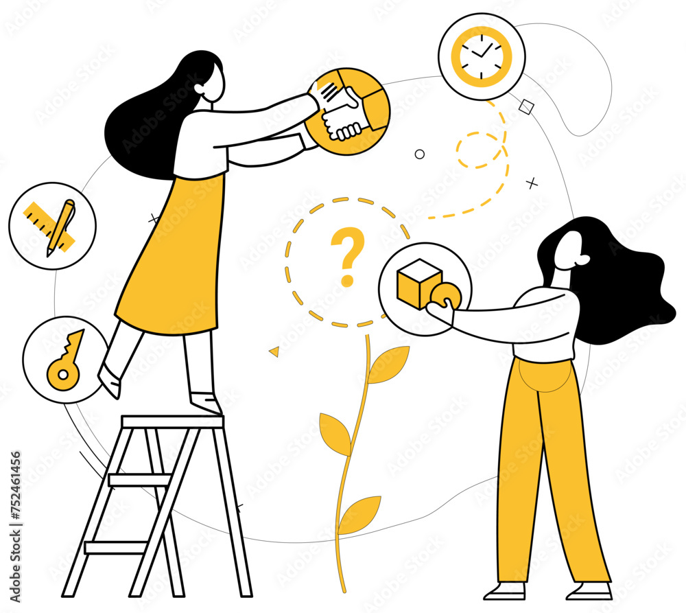 Team communication vector illustration. A community professionals ...