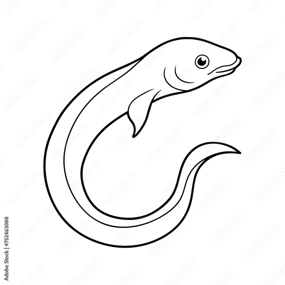 Eel illustration coloring page for kids Stock Vector | Adobe Stock
