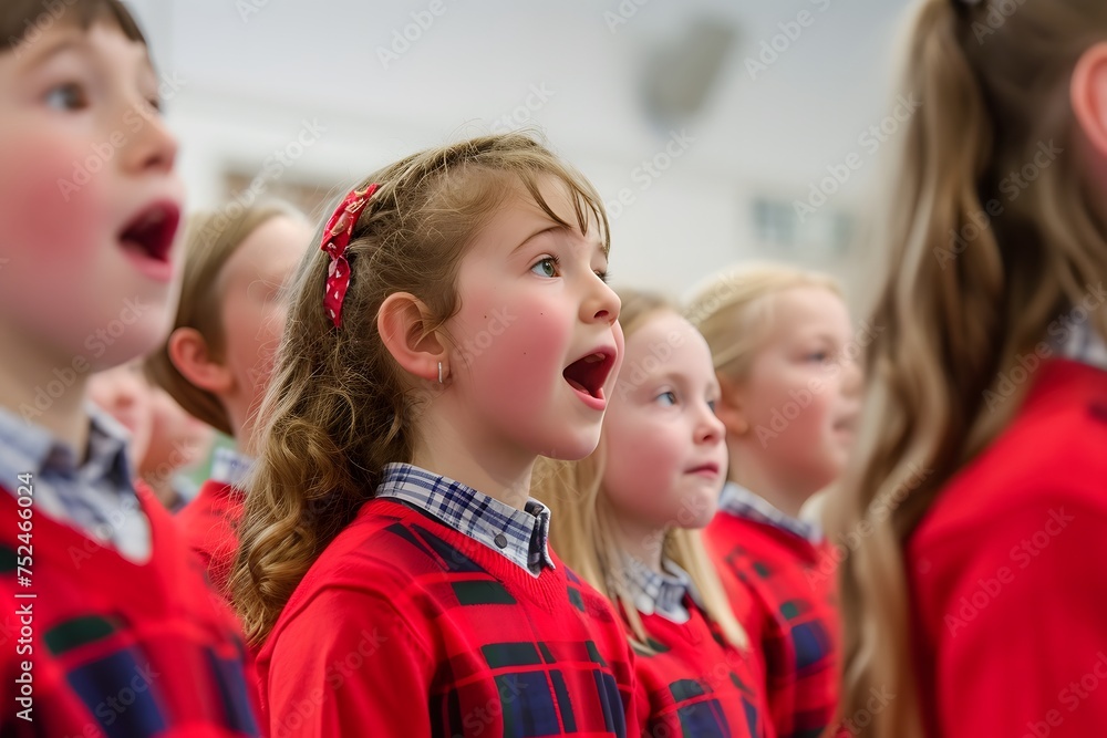 St. David's Day school assembly with children singing Welsh hymns ...