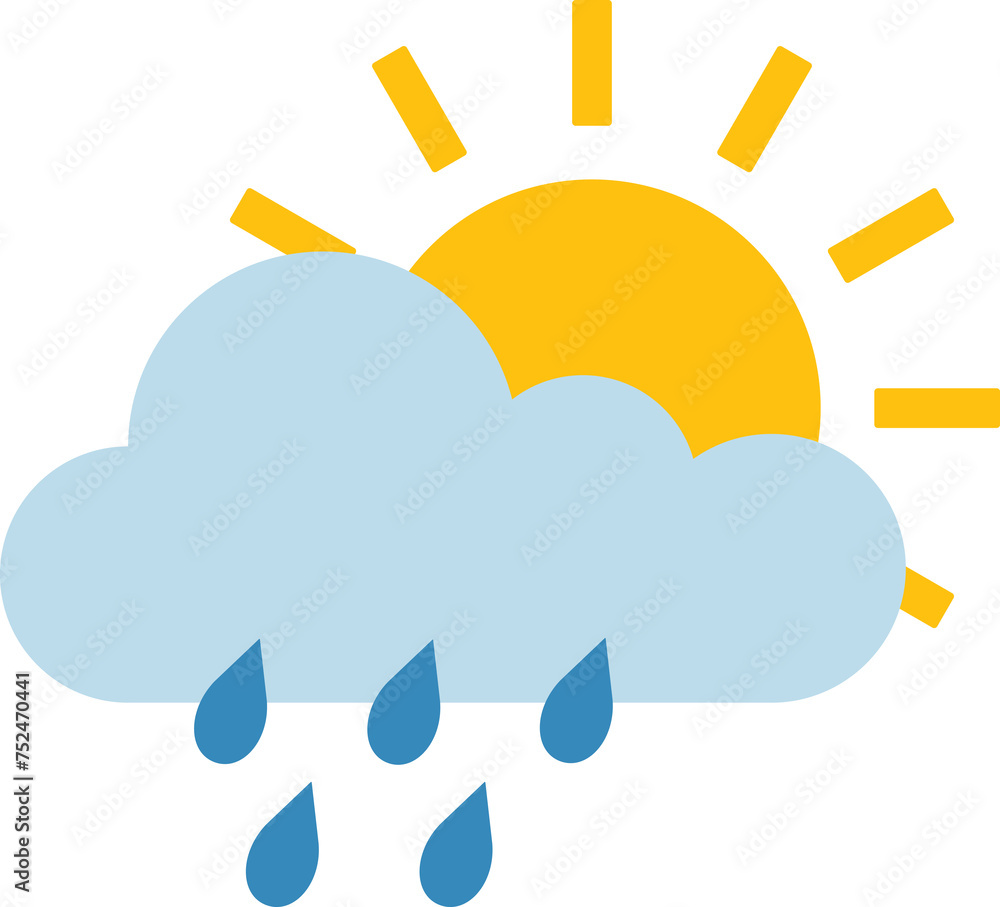 Rainy Day Weather Forecast icon on transparent background. Illustration ...