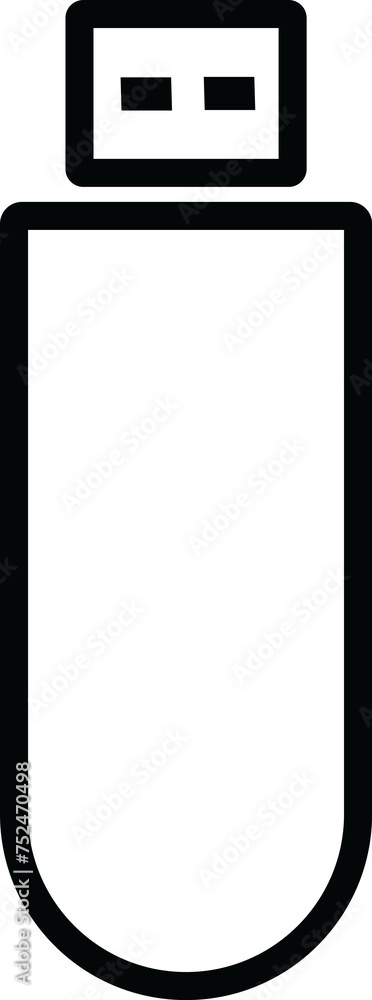 USB flash drive icon outline on transparent background. Minimalist USB ...