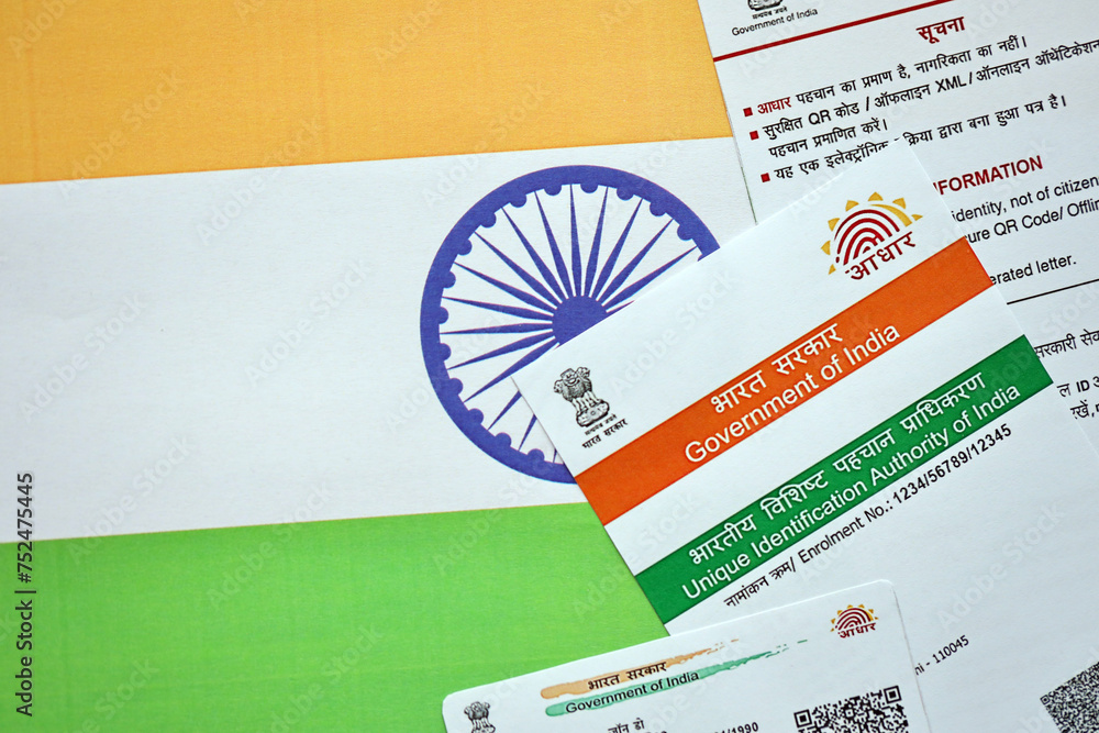 Indian Aadhaar card from Unique Identification Authority of India on ...