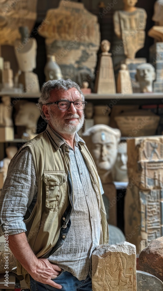 Expert Historian Examining Authentic Relics from Various Periods and ...