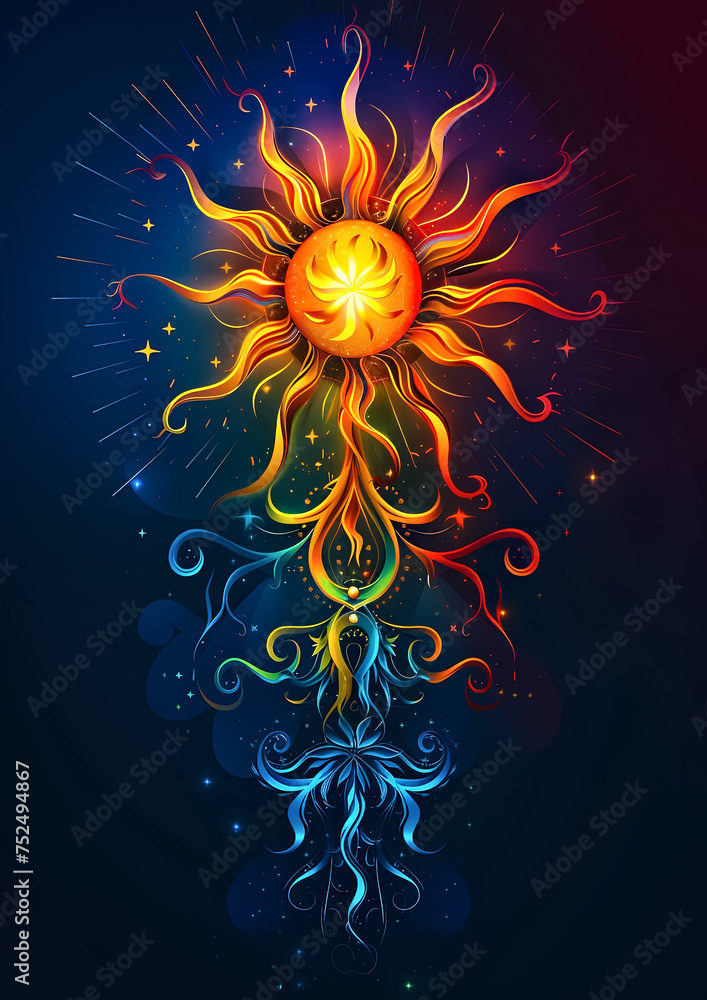 The sun was shining, pagan symbol. Universal Sun Symbol in ...