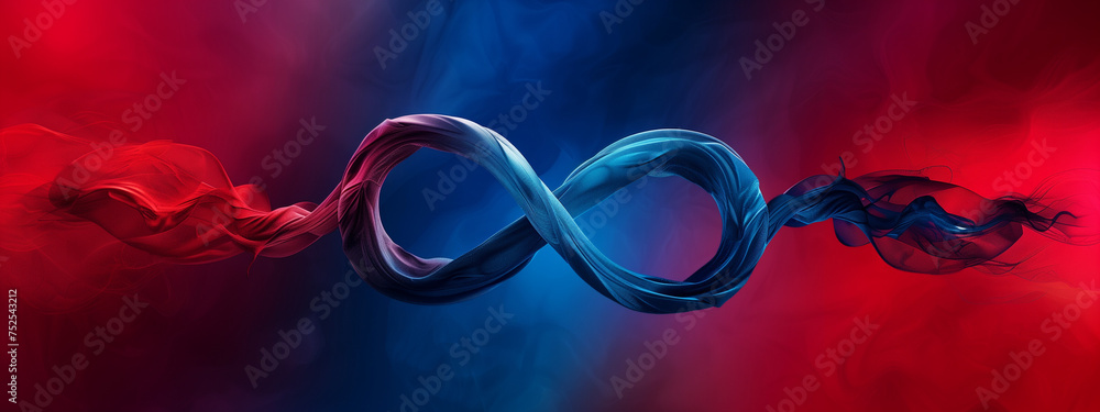Neon symbol loop sign light background 3d line abstract infinite glow ...