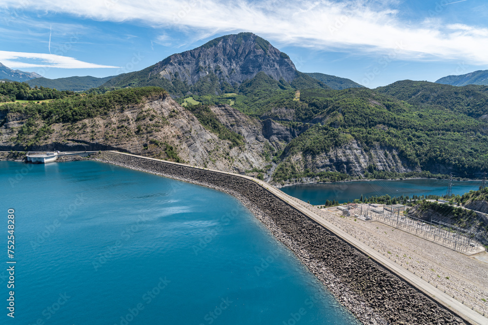 Dam of the Lake of Serre-Poncon, one of the largest reservoirs in ...