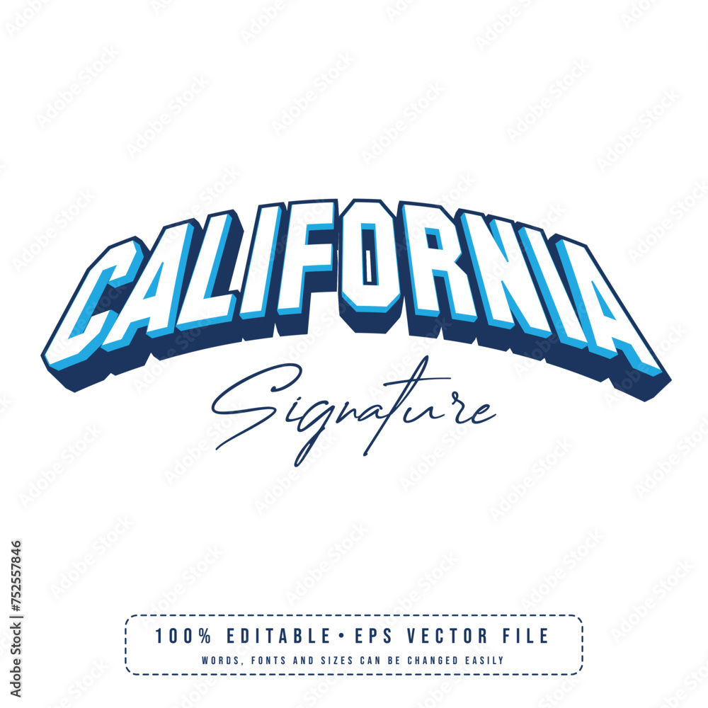 California text effect vector. Editable college t-shirt design ...
