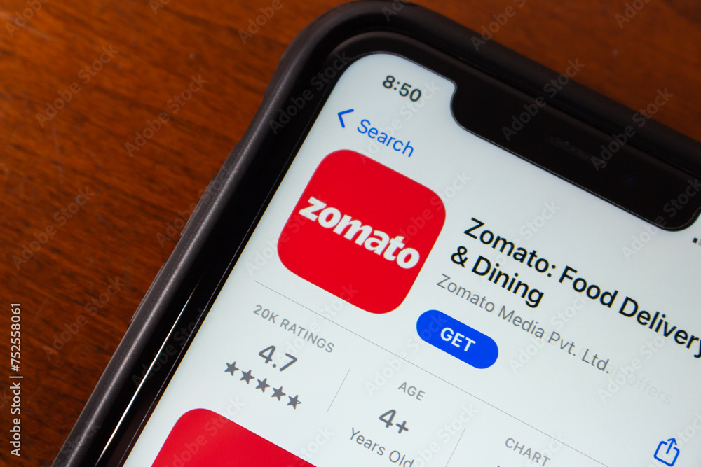 Vancouver, CANADA - Mar 4 2024 : Zomato app seen in App Store on iPhone ...