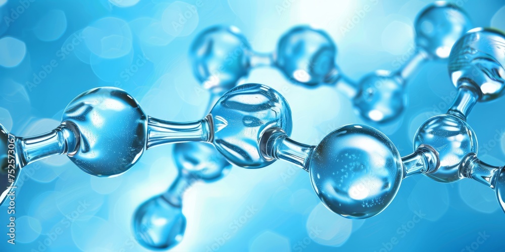 Water Molecules in a Detailed 3D Render, Showcasing the Cohesive Forces ...