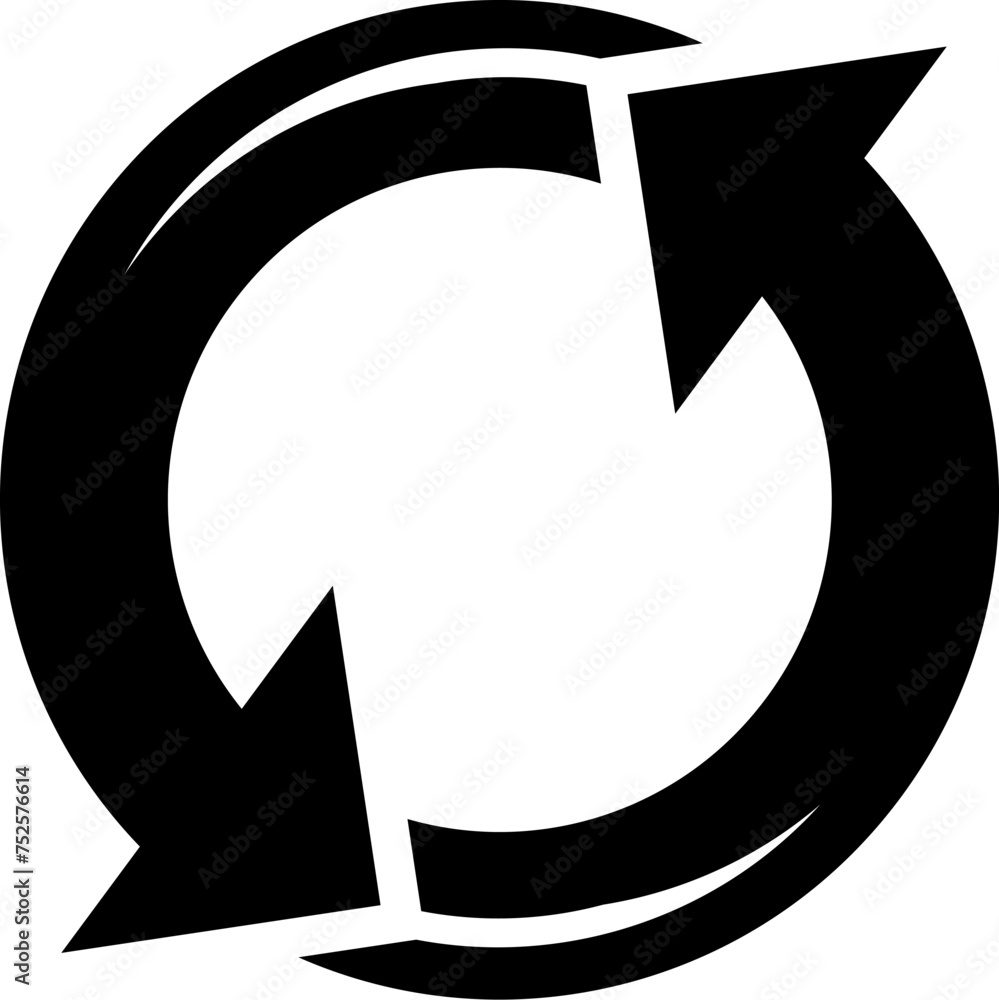 Simbolo del riciclo e riuso in bianco e nero con due frecce direzionali ...