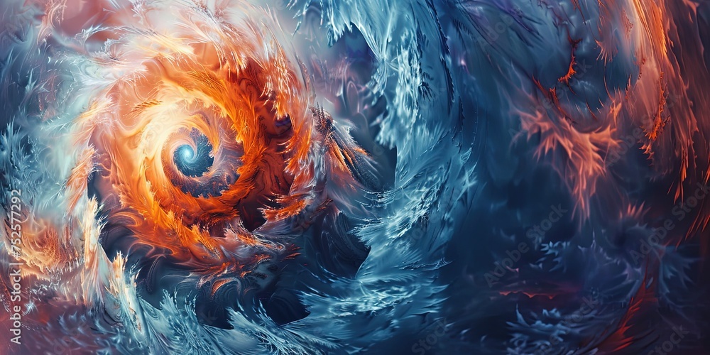 Abstraction of the struggle between heat and cold, color combination ...