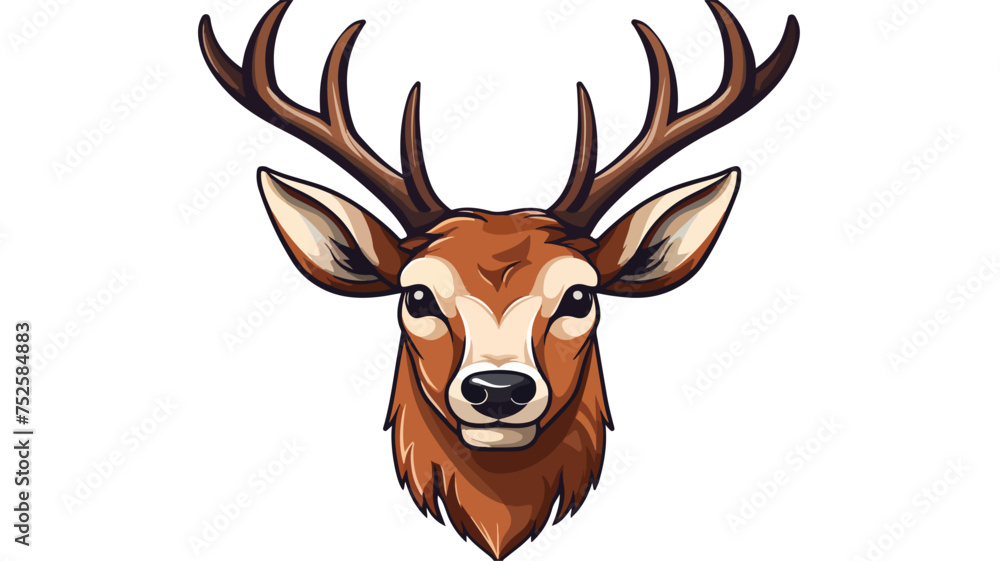 Cartoon deer head freehand draw cartoon vector illustration Stock ...