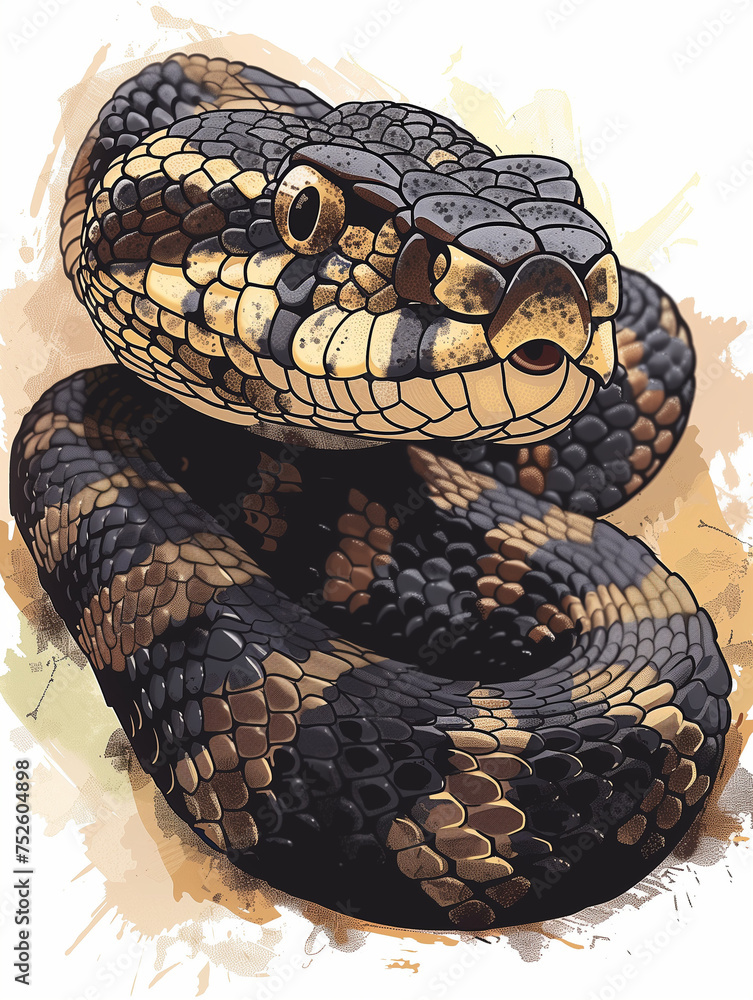 Timber Rattlesnake Vector Graphic Wildlife Design on White Background ...