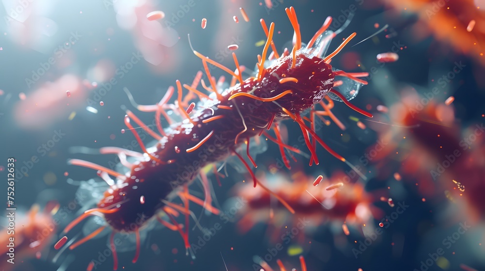 Bacteria under the microscope. Escherichia. E. coli. Isolated on white ...