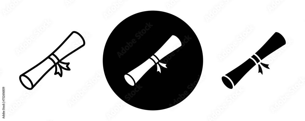 Diploma outline icon collection or set. Diploma Thin vector line art ...