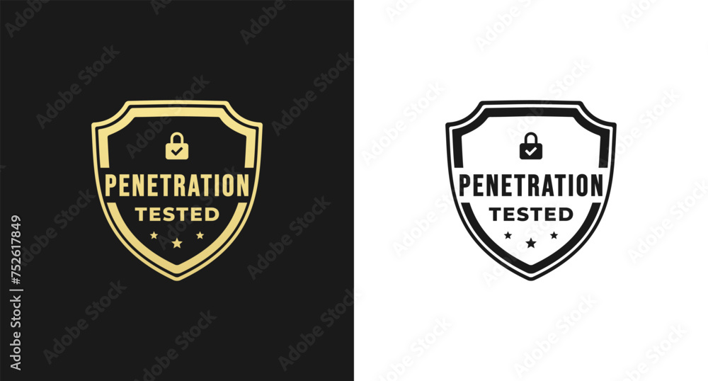 Penetration tested label or Penetration tested logo vector on white and ...