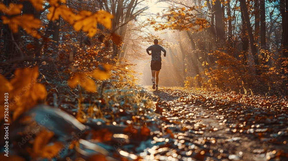 Jogging Through Nature's Path, A Scenic Trail in the Forest Offers the ...