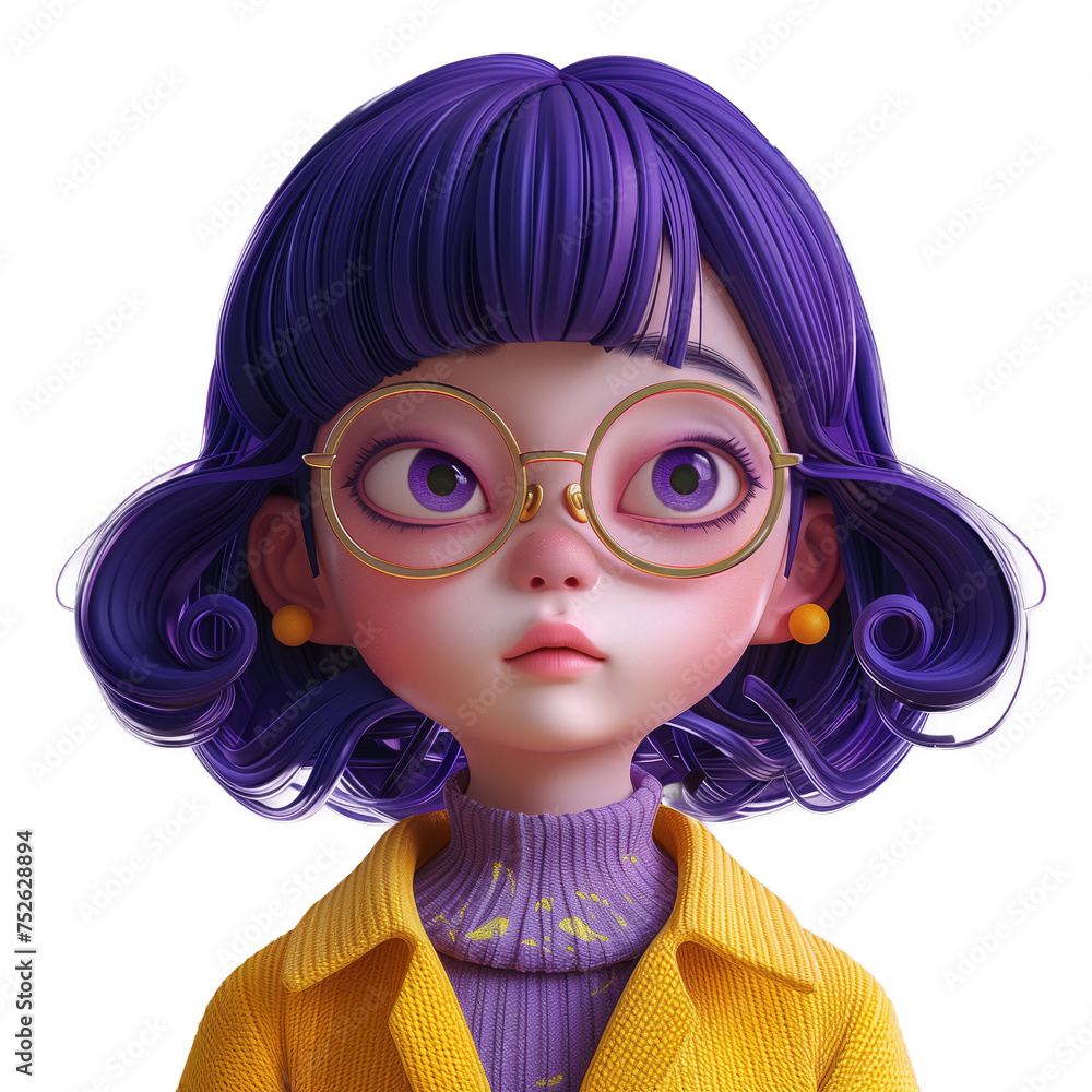 Captivating Purple-Haired Girl. A stunning digital portrait of a girl ...