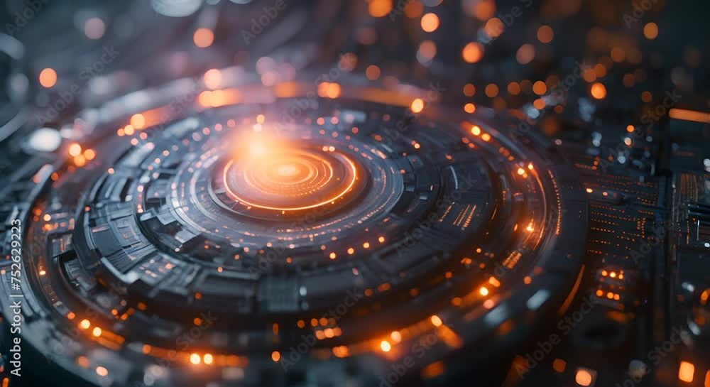 Holographic Data Lock With Rotating Encryption Symbols Stock Video
