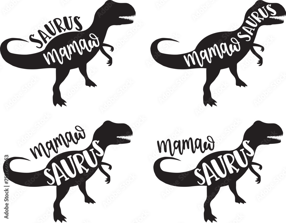 4 styles mamaw saurus, family saurus, matching family, dinosaur, saurus ...