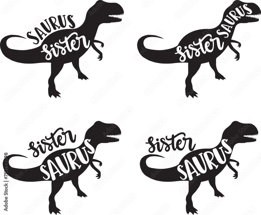 4 styles sister saurus, family saurus, matching family, dinosaur ...