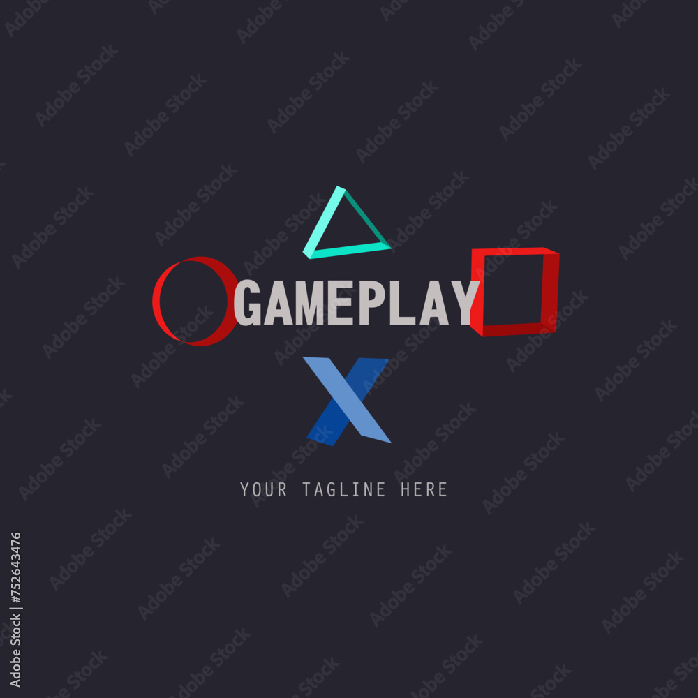 gamers next play logo illustration vector design with symbol ps stick ...